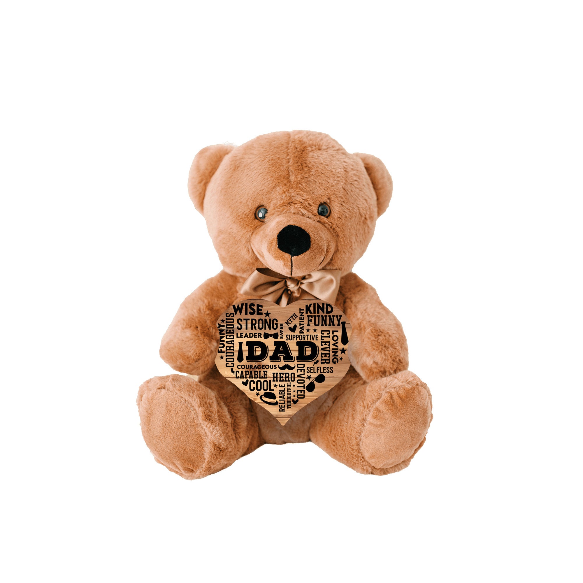 Teddy Bear with Heart Shaped DAD Word Art MDF Sign, Wood Background ...